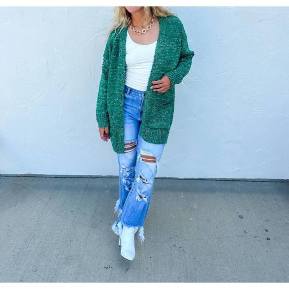 BLAKELEY | Sweaters | New Blakeley Miley Dot Cardigan In Green | Poshmark